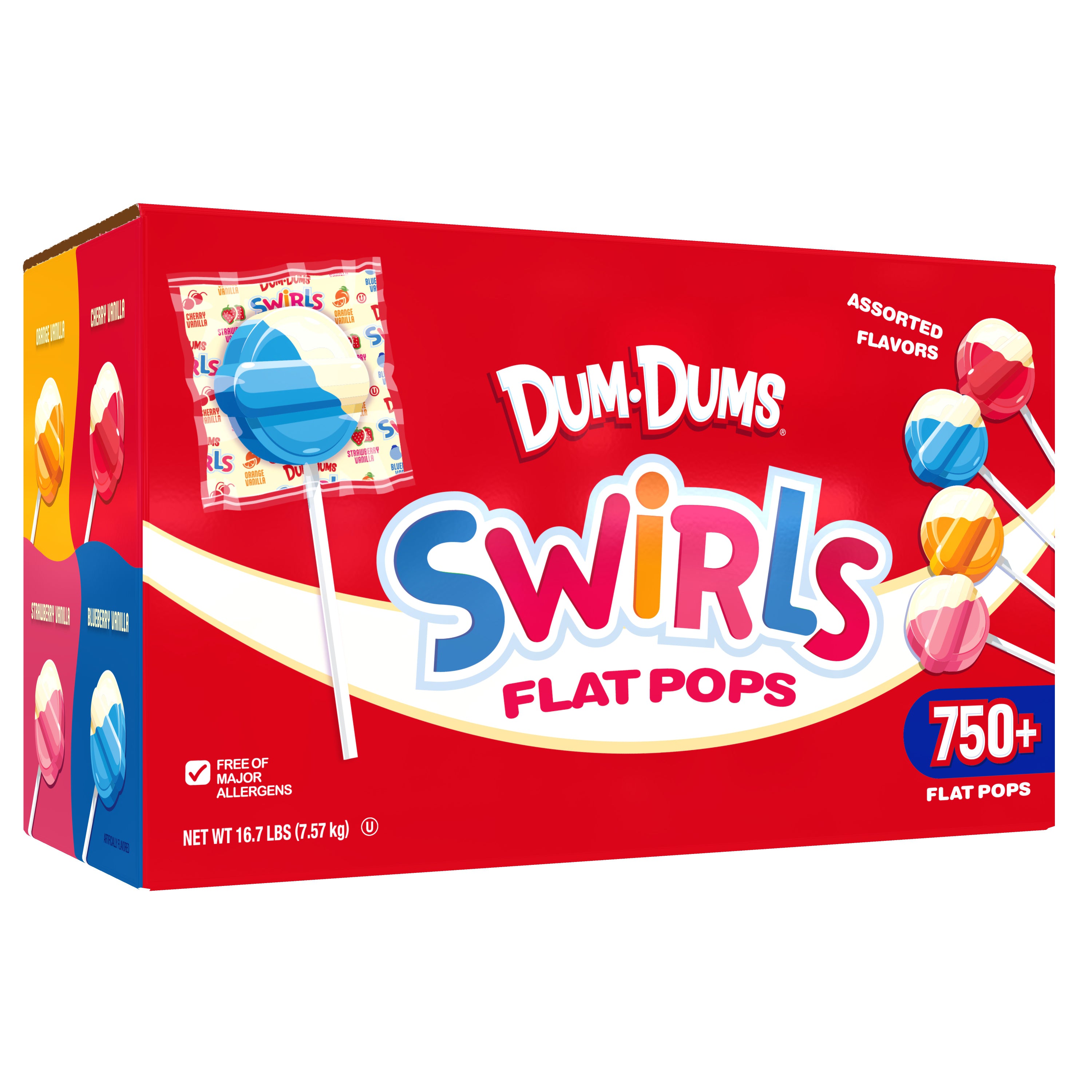 DUM DUMS Swirls Flat Pops- Bulk 750+ Count- Spangler Candy